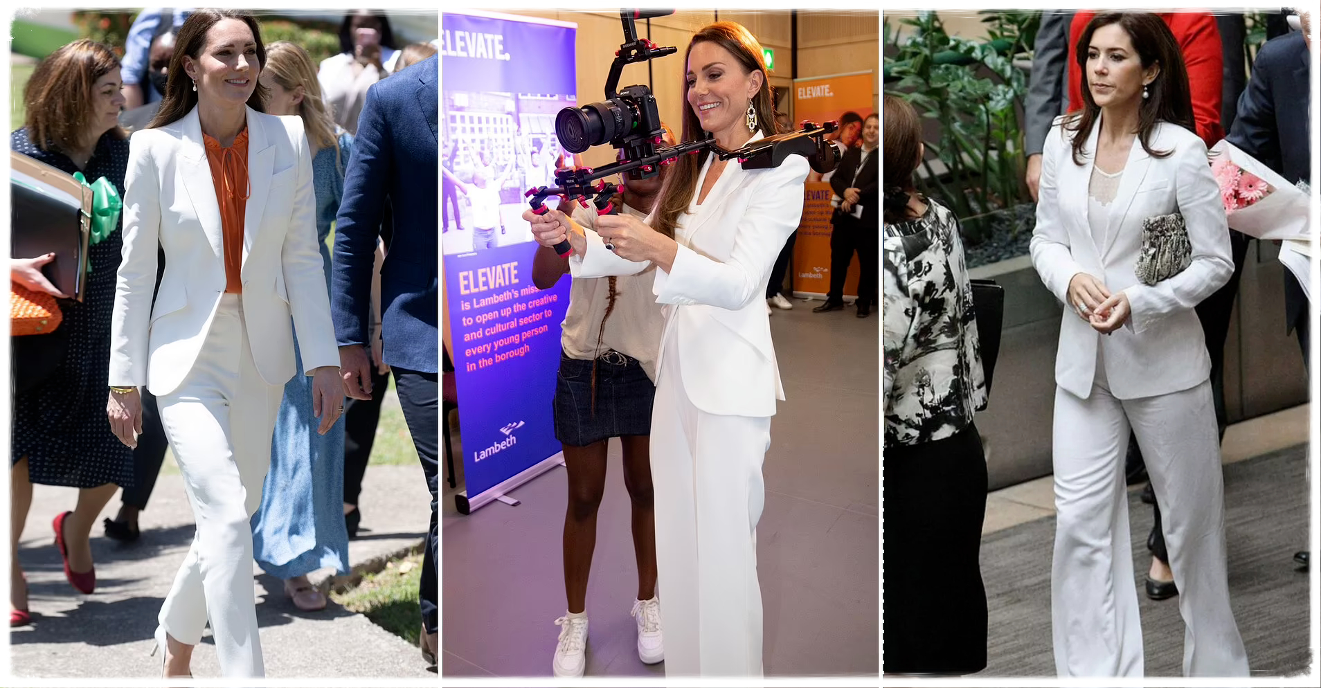 Princess Mary And Duchess Kate With Identical White Suits - FHHRN